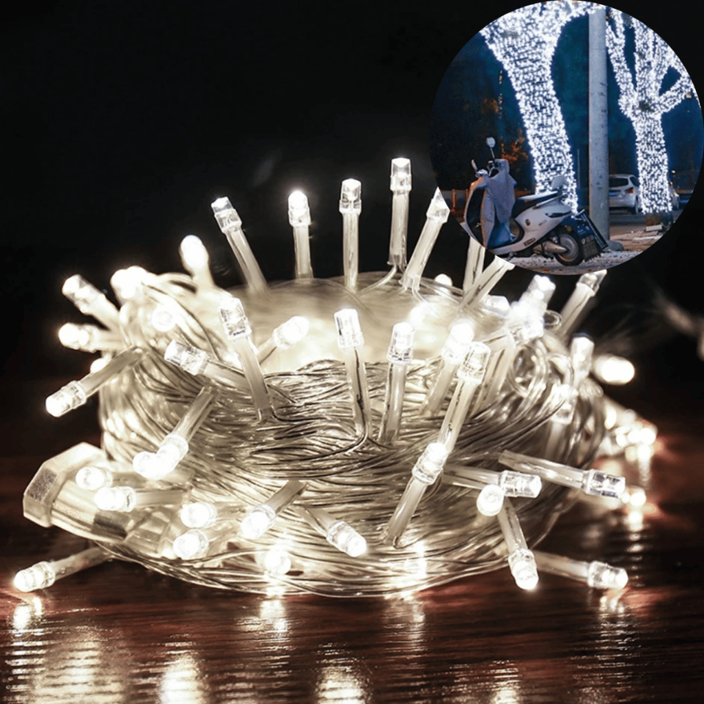 Pisca-Pisca LED 100 Leds Branco Fixo Fio Transparente 220V 10 Metros ...