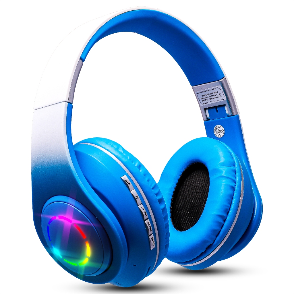 Fone De Ouvido Headset Bluetooth Iluminação RGB Ajuste Lateral Sem Fio ...