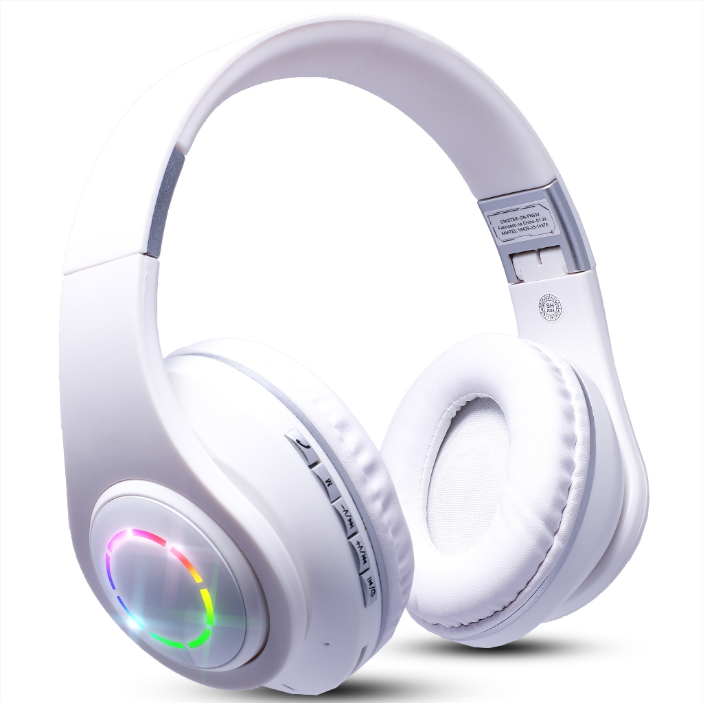 Fone De Ouvido Headset Bluetooth Iluminação RGB Ajuste Lateral Sem Fio ...