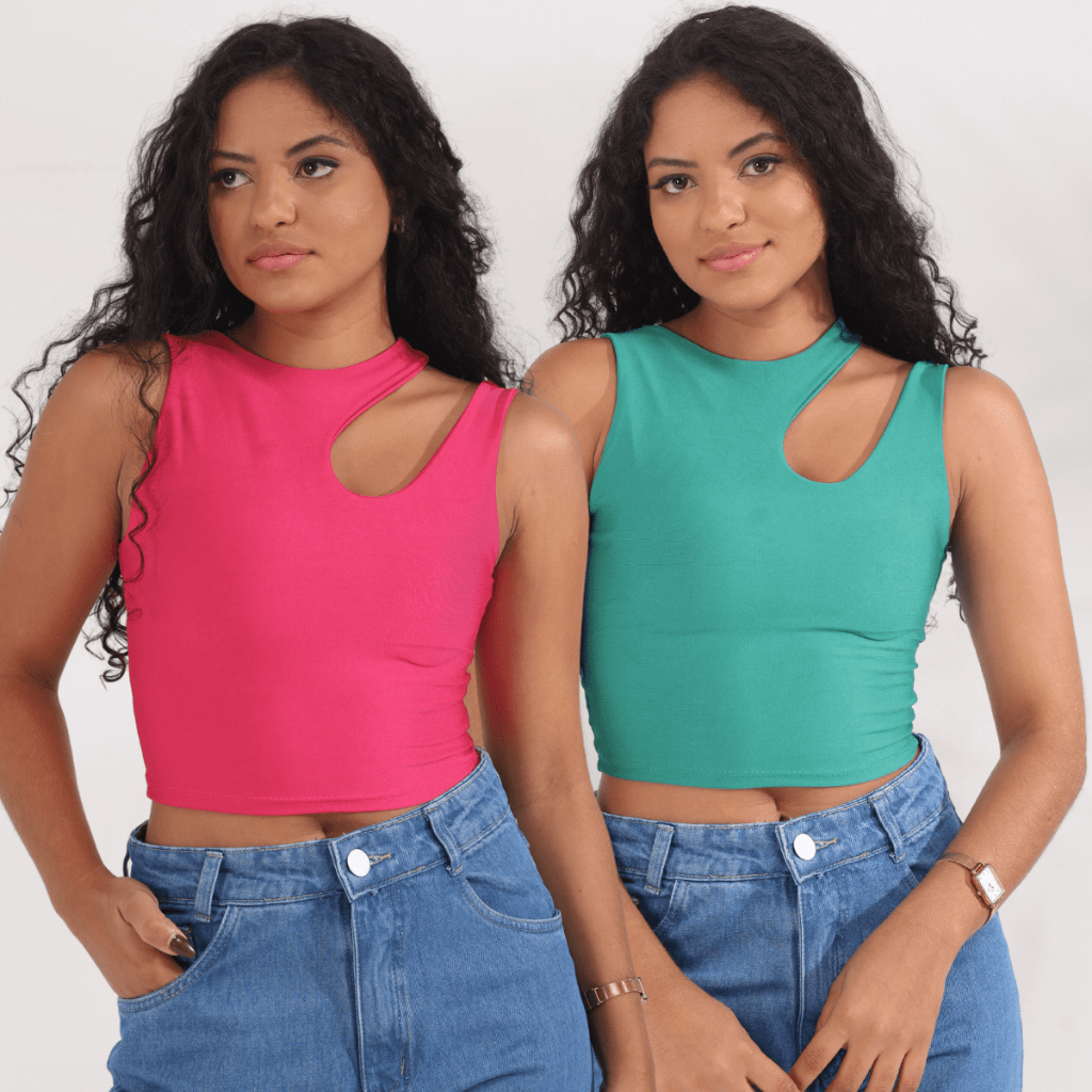 Kit 2 Cropped Feminino Top Duas Alças Gota Suplex Moda Blogueira ...