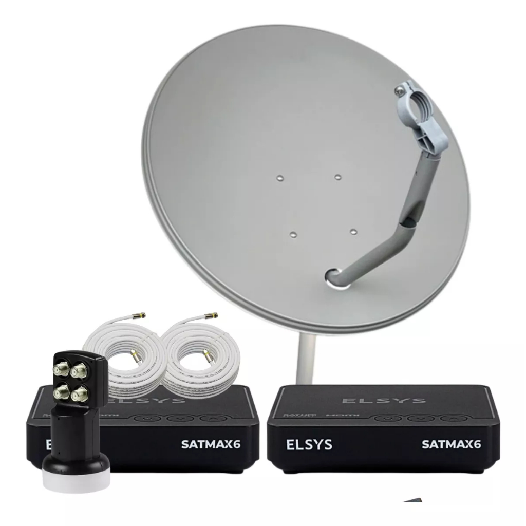Kit 2 Receptor Digital Satmax 6 Elsys + Antena Lnbf Ku Cabo | Shopee Brasil