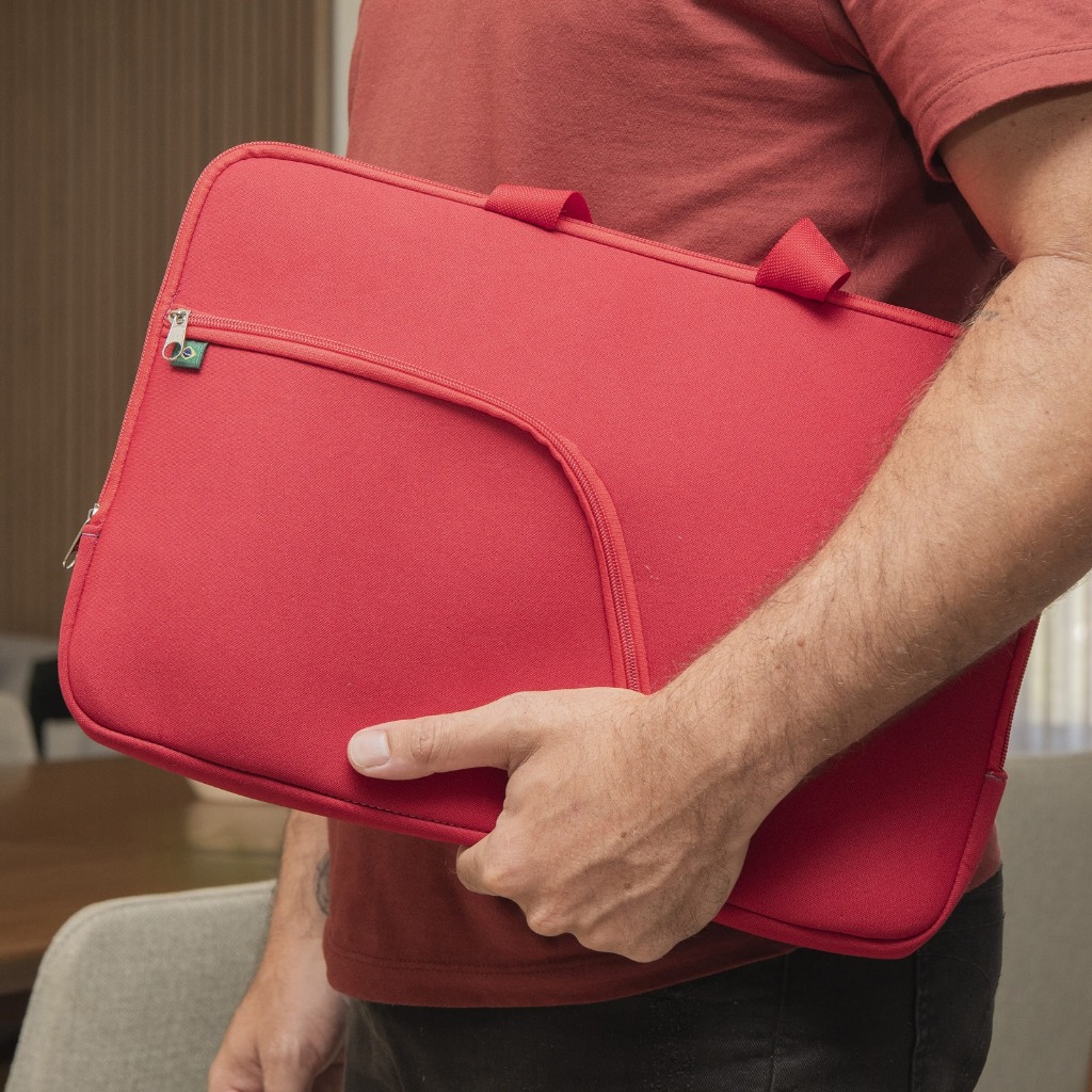 Capa Pasta Case Com Bolso Externo Para Guardar Notebook Vermelha ...