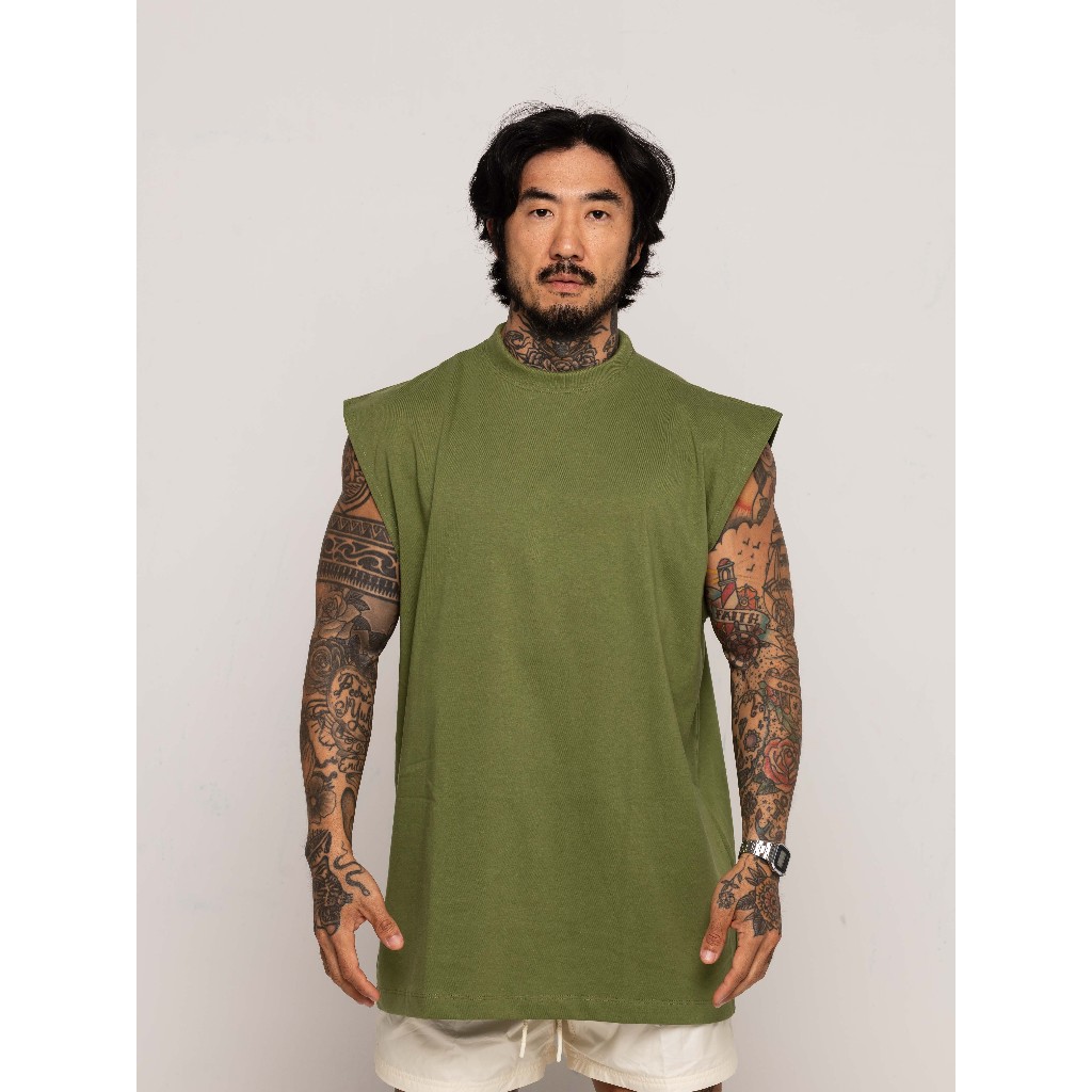 Regata Oversized Verde Musgo Premium | Shopee Brasil