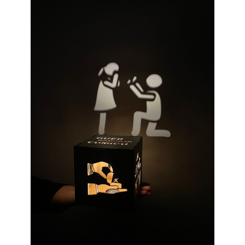 Caixa Luminária - MDF - Led Presente Criativo Namoro Proposta Cubo Box ...