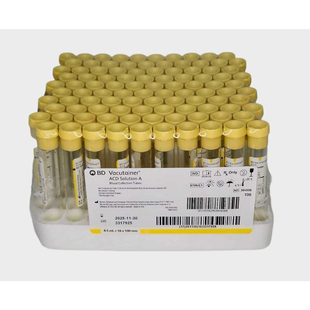 TUBO VACUTAINER BD AMARELO ACD SOLUTION A 8,5ml 364606 TAMPA AMARELA ...