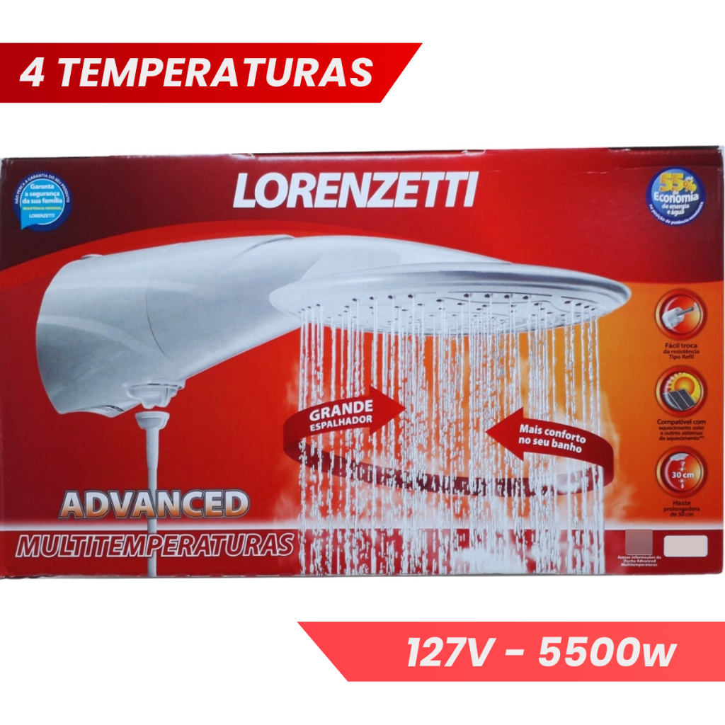 Chuveiro Advanced 4T Multitemperaturas 127V / 220V Lorenzetti | Ducha ...