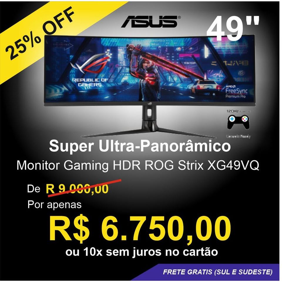 Monitor Gaming HDR ROG Strix XG49VQ - ASUS | Shopee Brasil