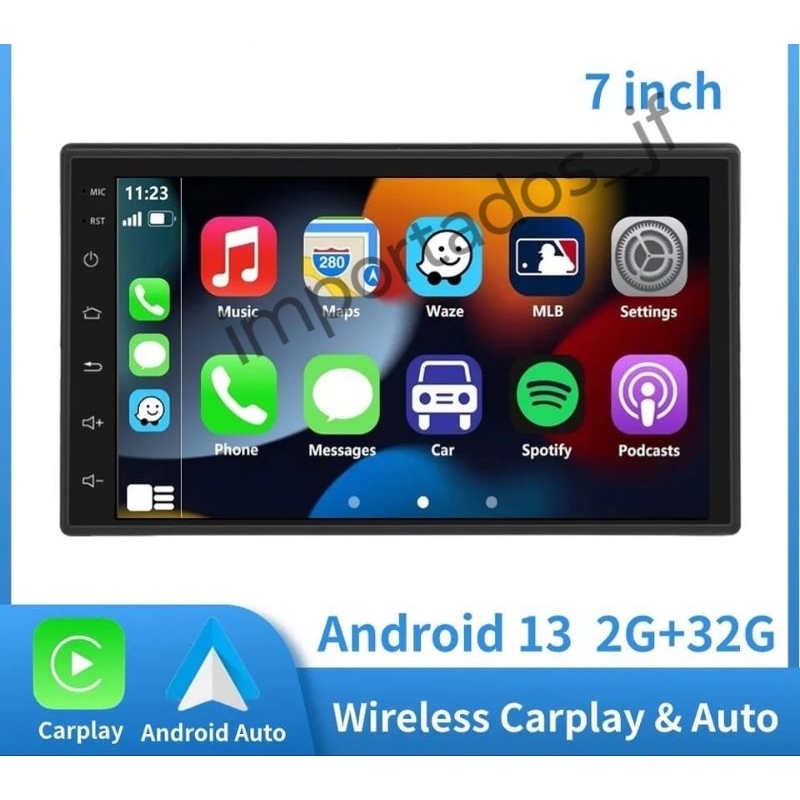 Central Multimídia Android 13 +CarPlay e Android Auto + Gps Wifi 2 Din 7polegadas 2Gb Ram + 32gb ...