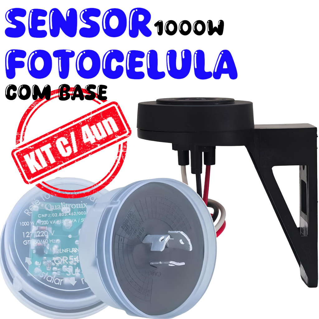 4 Rele Fotocelula Fotoeletrico Sensor Bivolt Com Suporte 1000w 01 Ano ...