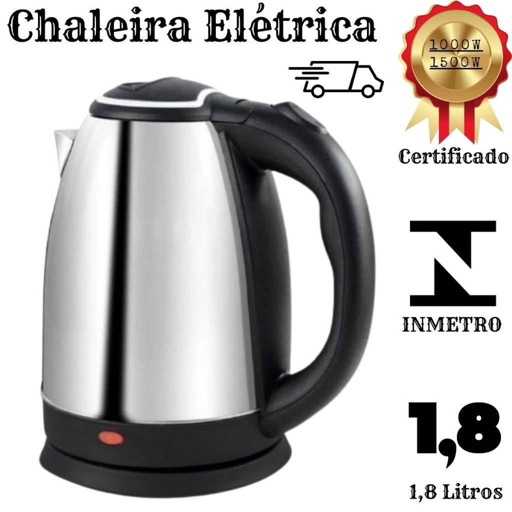 Chaleira Elétrica De Agua Térmica Portátil Bule Inox Cor Preta 127/220v Jarra Bule | Shopee Brasil