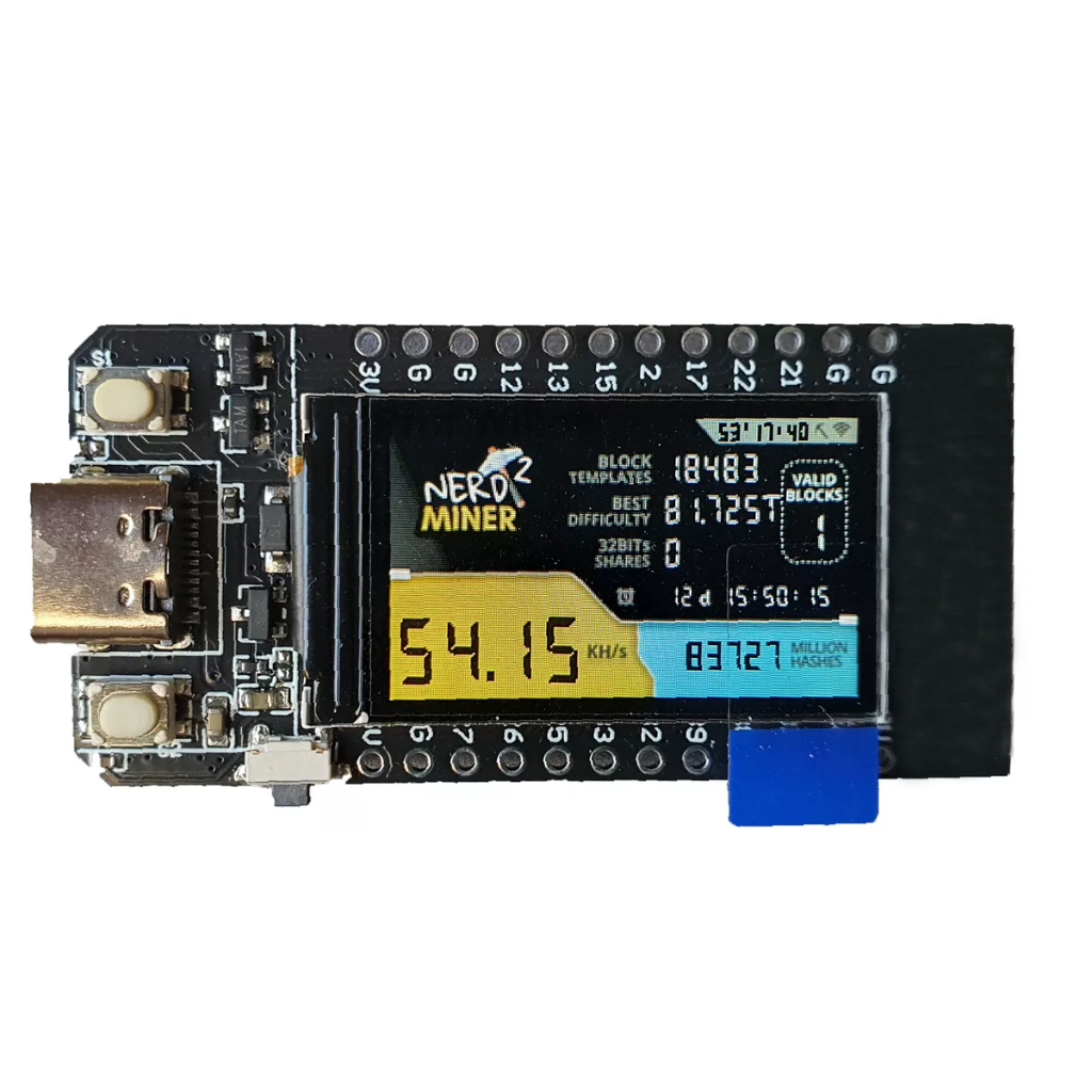 Nerdminer v2 tela 1,14 - esp32 50 à 60Kh/s Nerd miner - loteria Bitcoin ...