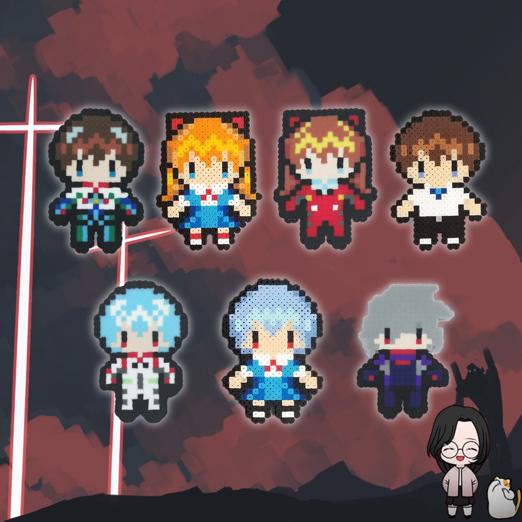 Neon Genesis Evangelion Ímã ou Chaveiro - Pixel Art/ Hama Beads ...