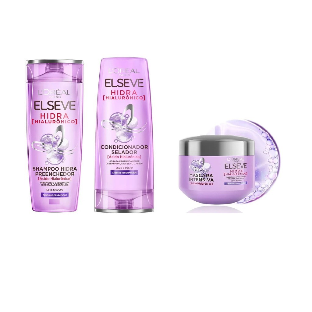 Kit Linha Elseve Hidra Hialurônico 03 itens 200ml (SH+COND+MAS ...