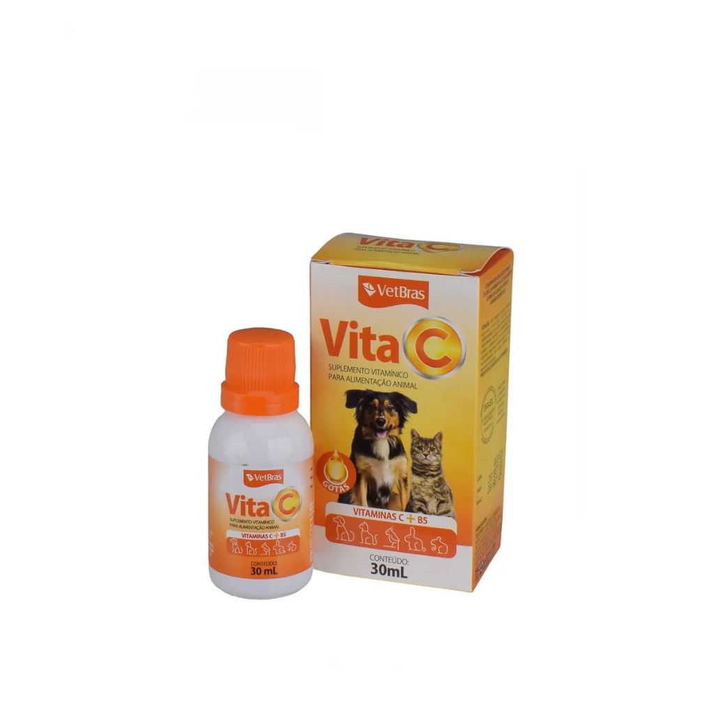 Vita C Vetbras 30ml Vitamina C+ B5 Suplemento Para Pets Caes Gatos Coelho | Shopee Brasil