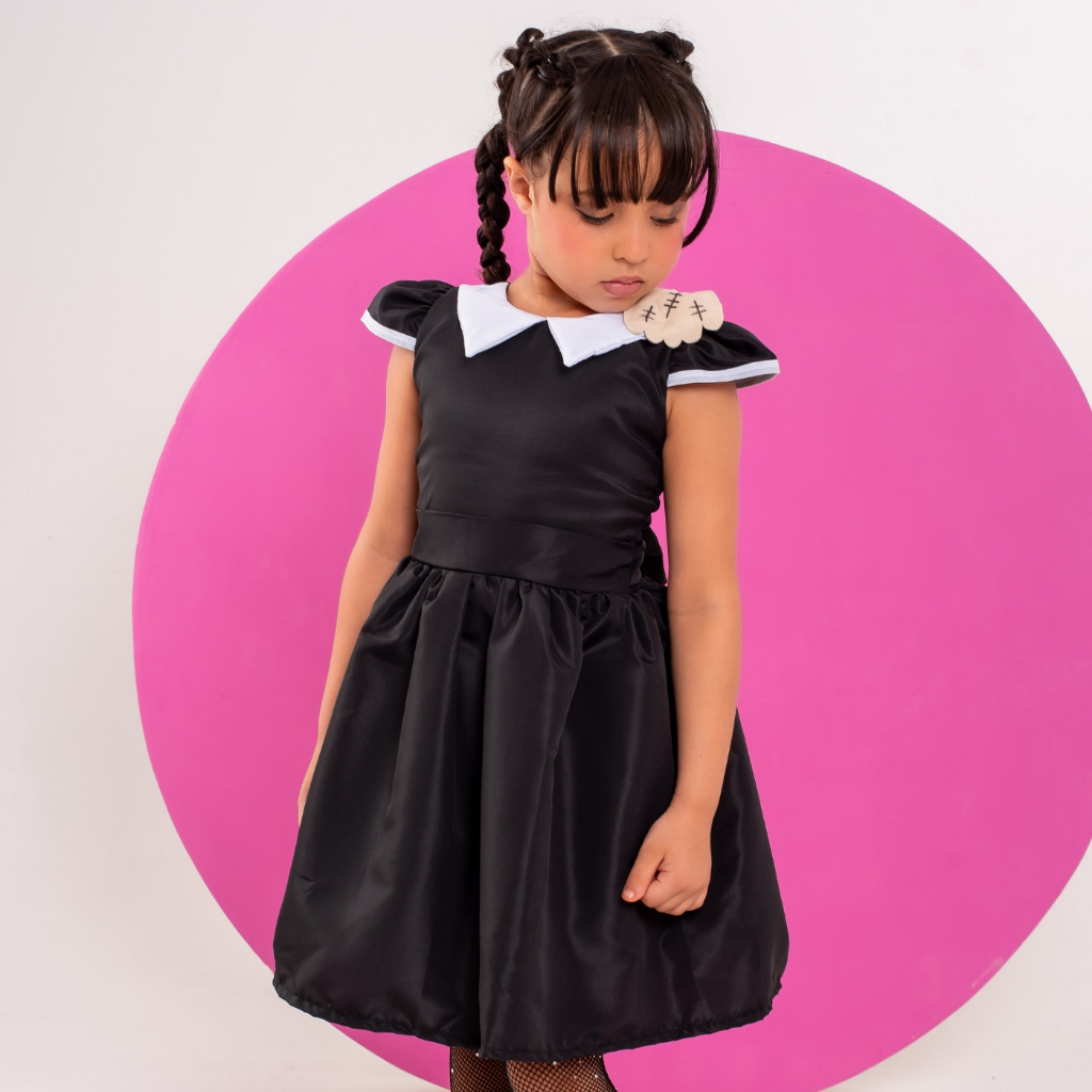 vestido infantil da wandinha, fantasia, roupa, festa vandinha, modelo ...