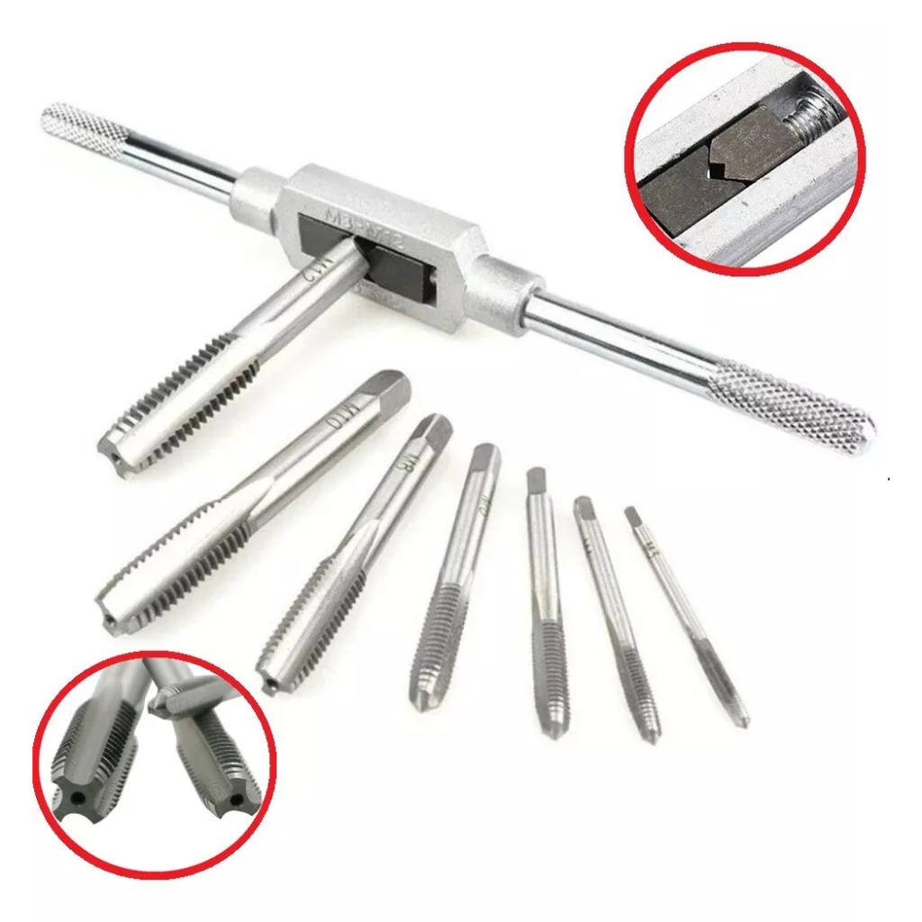 Jogo De Macho Rosca Ferramenta para Fazer/Abrir Rosca kit 8 pçs M3 M4 ...