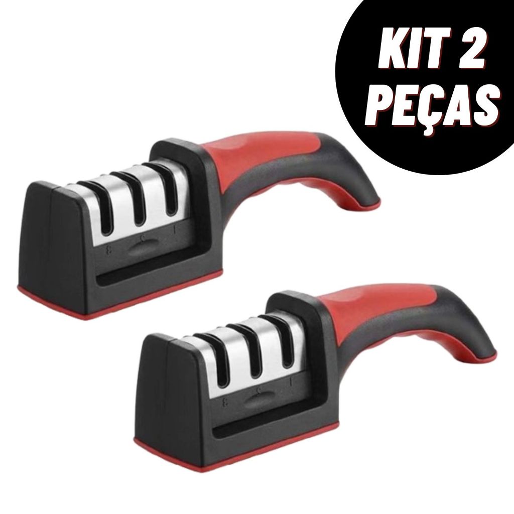 Kit Amolador Afiador De Facas Em Aço Inox Com 3 Afiadores | Shopee Brasil
