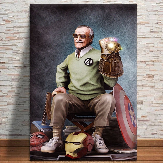 Quadro Stan Lee Pai dos Heróis Marvel Quarto Sala MDF 3mm 4k | Shopee ...