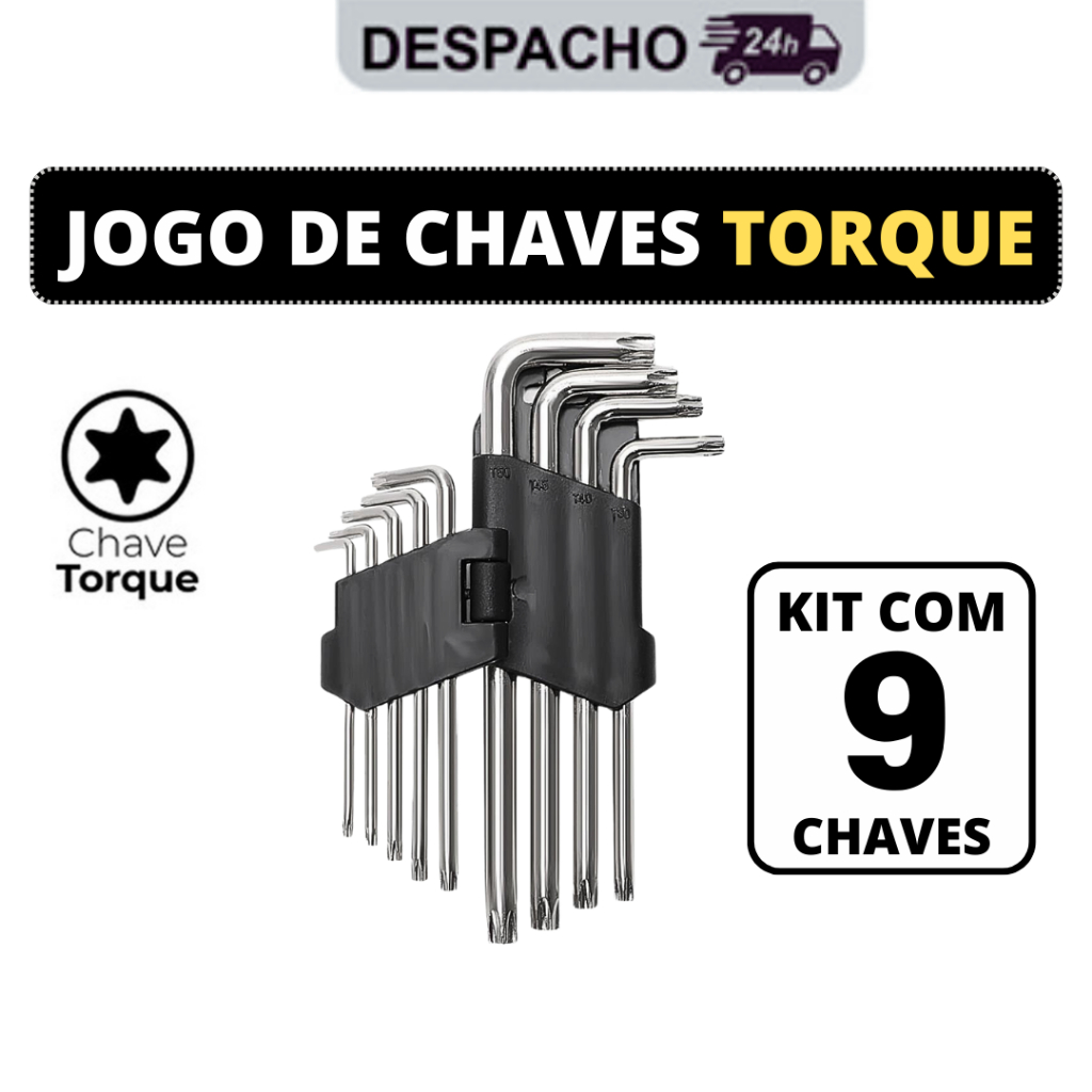 Jogo Chave Torque Kit com 9 Peças Torx Curta T10 até T50 | Shopee Brasil