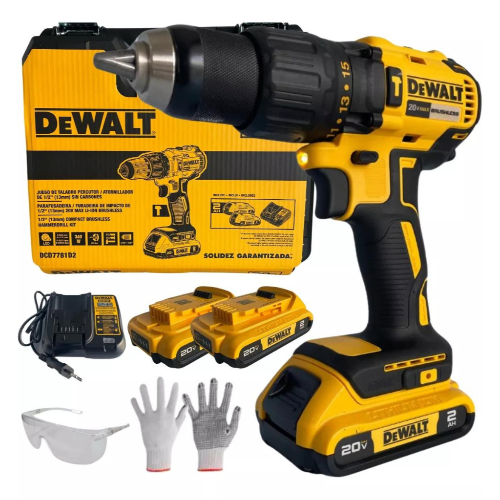 FURADEIRA PARAFUSADEIRA A BATERIA DEWALT 20V MAX LITIO 2BAT 2AH ...