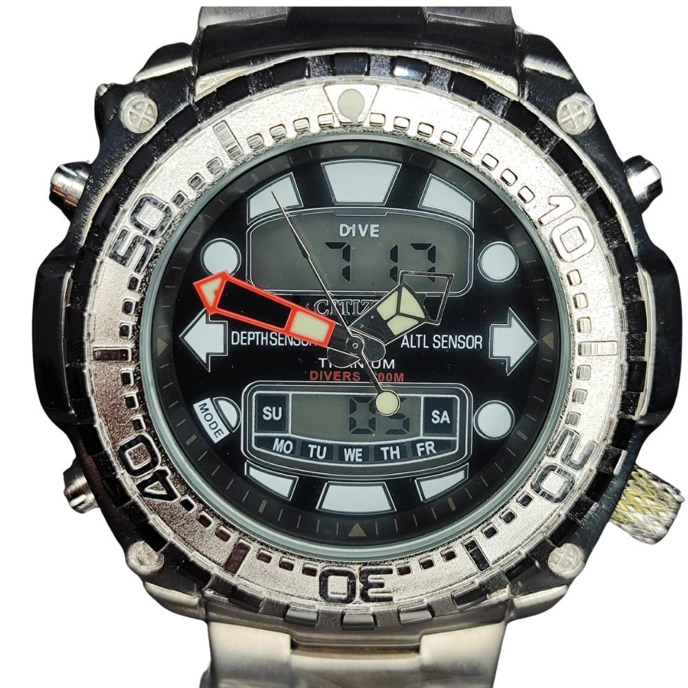 Relógio Digital Citizen Aquamount Pro Master Com Digital Titanium Série ...