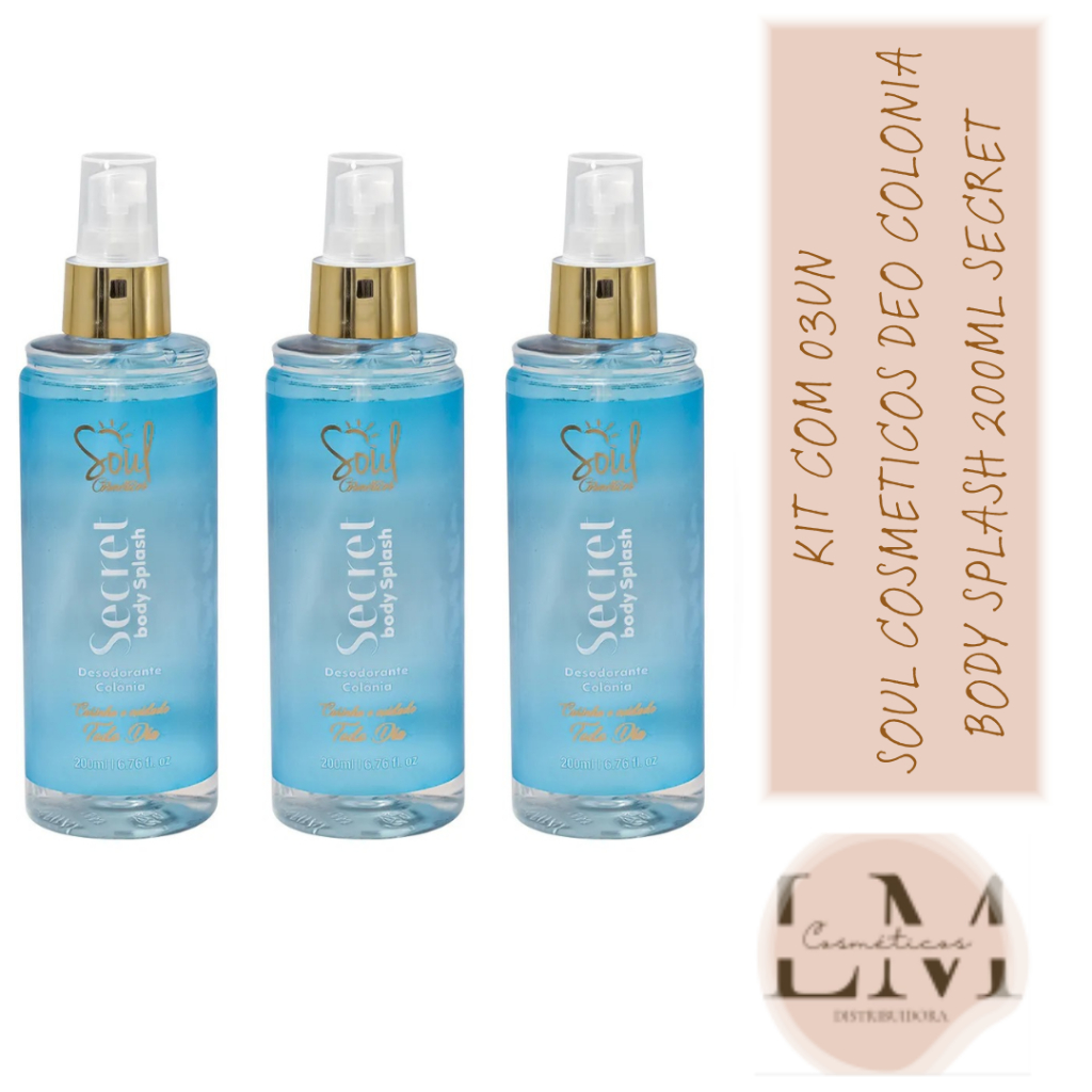 Kit com 03un Body Splash Secret Desodorante Colônia 200ml - Soul Cosmeticos | Shopee Brasil