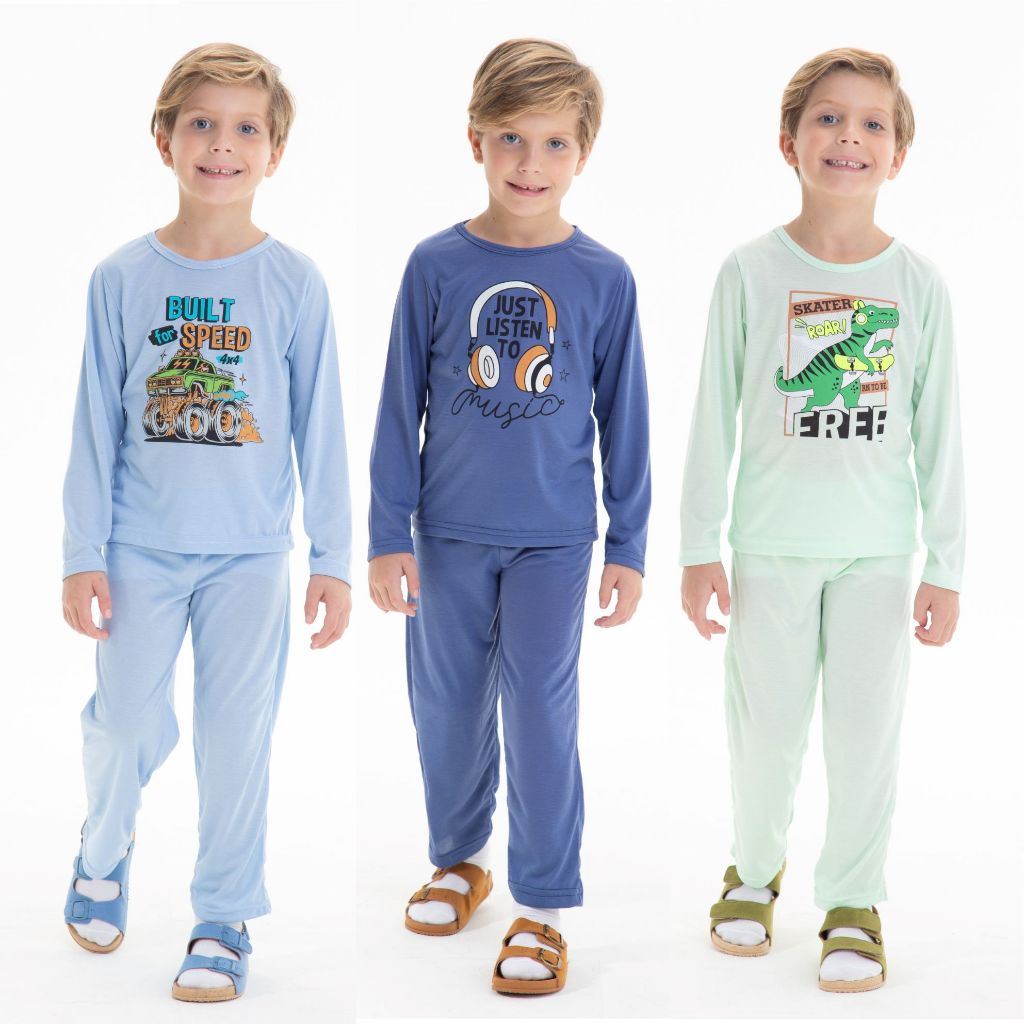 Conjunto brilha no Escuro pijamas Infantil inverno - estampa infantil ...