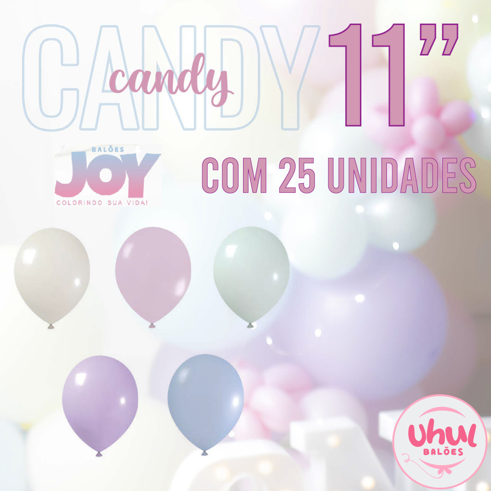 Balão Bexiga Latéx Candy 11 polegadas com 25 unidades Joy Festa Aniversário Casamento Envio ...