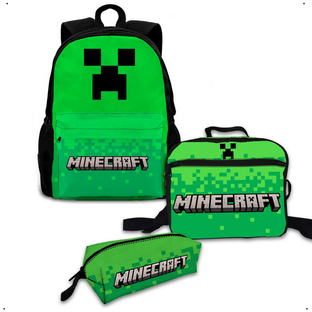 Kit Mochila Bolsa Escolar Minecraft + Estojo + Lancheira Térmica Top ...