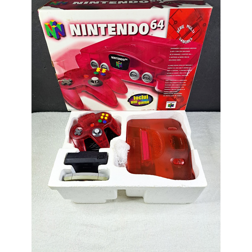 Console Nintendo 64 Cereja Original Nacional Completo com manual. N64 ...