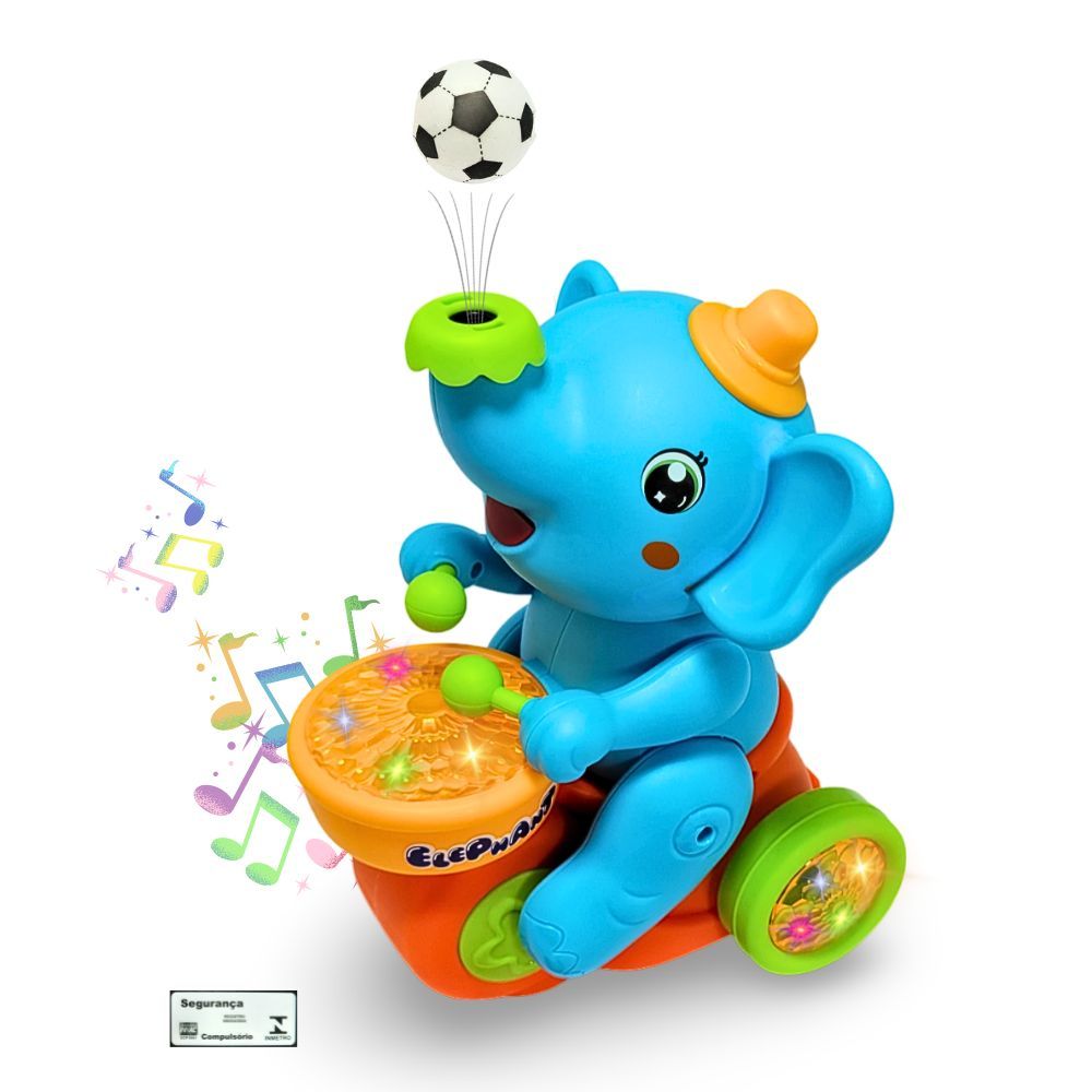 Elefante Musical Braskit Brinquedo Bate Volta Equilibra Sopra Bolinha ...