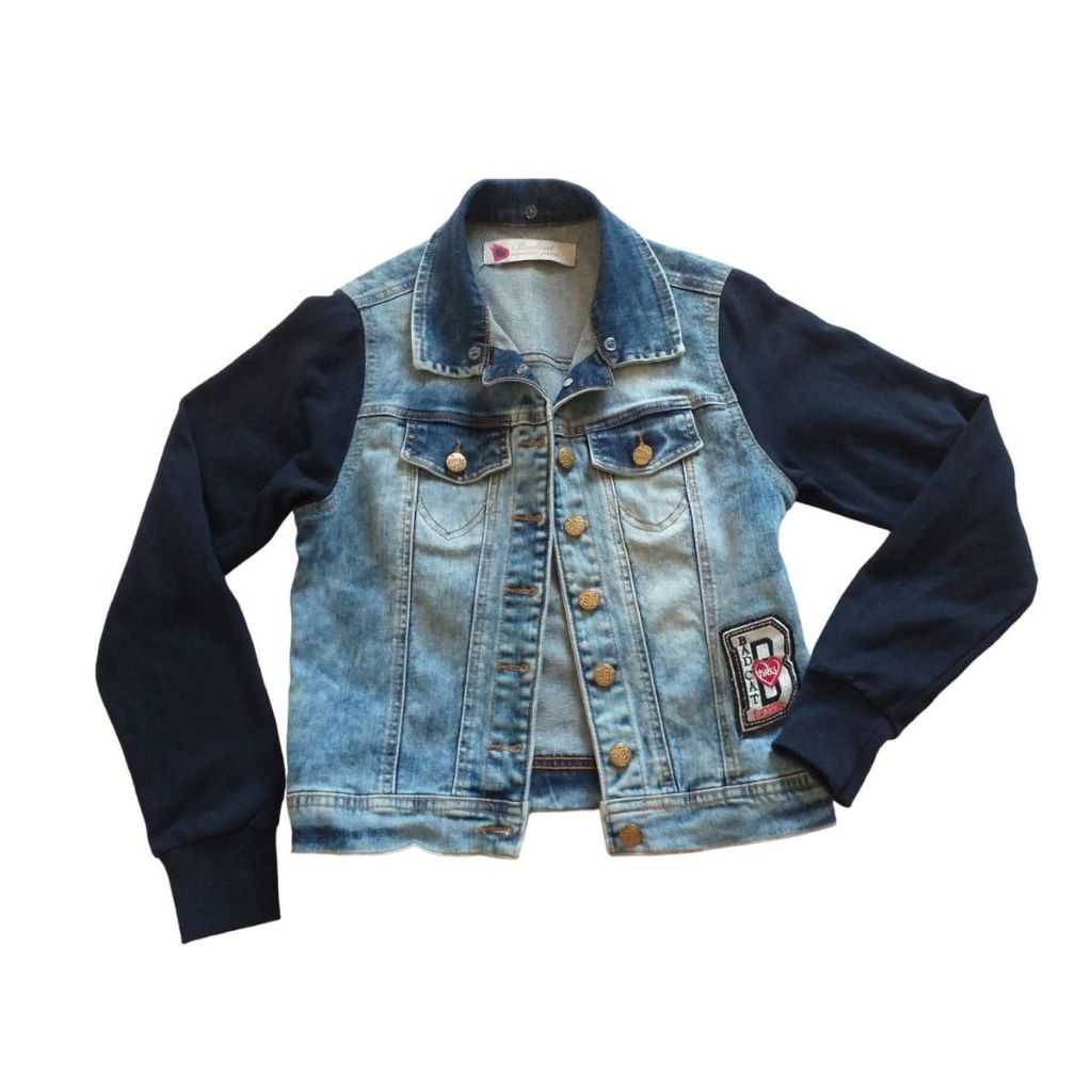 jaqueta jeans feminina 36 badcat manga moletom | Shopee Brasil