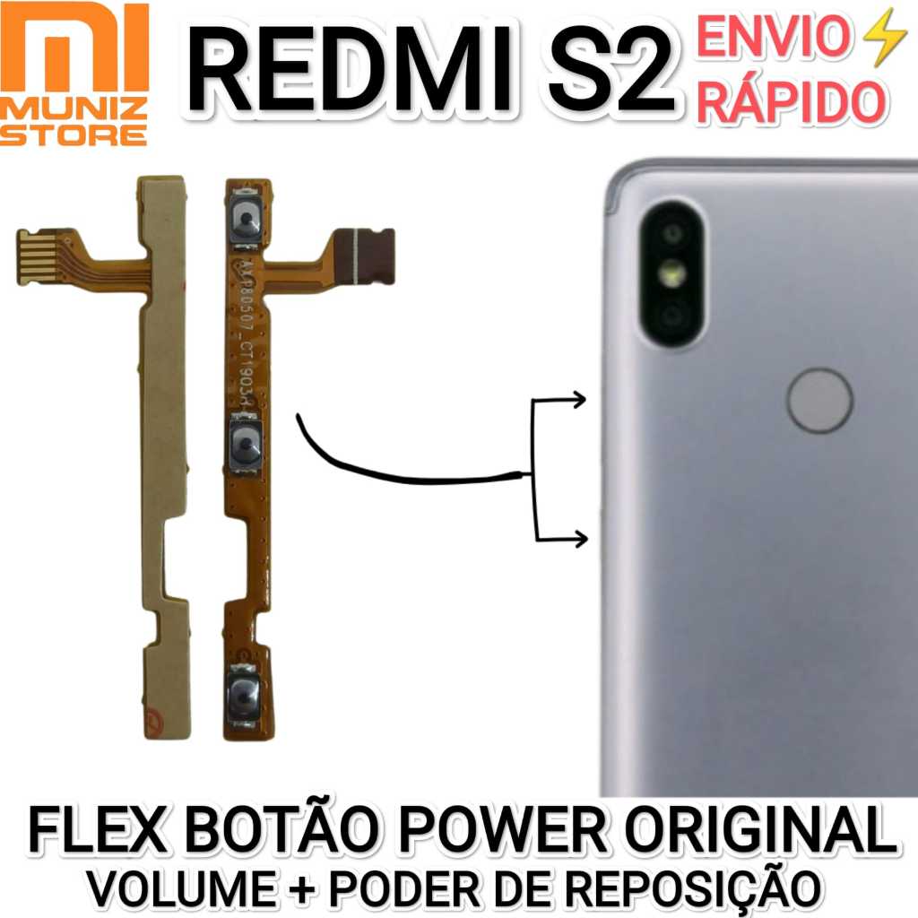 Flex Redmi S2 Power Botão Power + Volume Original De Reposição | Shopee ...
