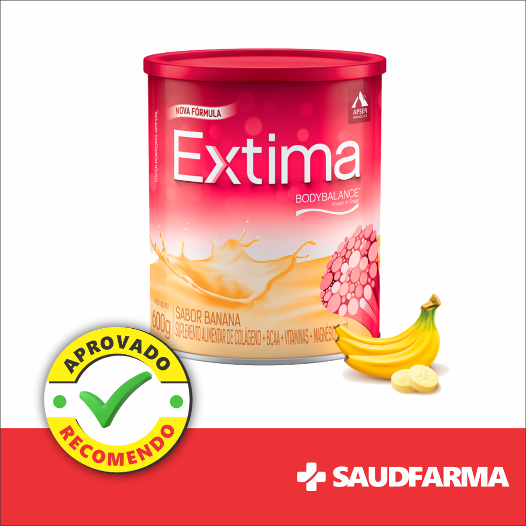 Extima Sabor Banana - Suplemento Alimentar de Colágeno + BCAA + Vitaminas + Magnésio - Lata 600g ...