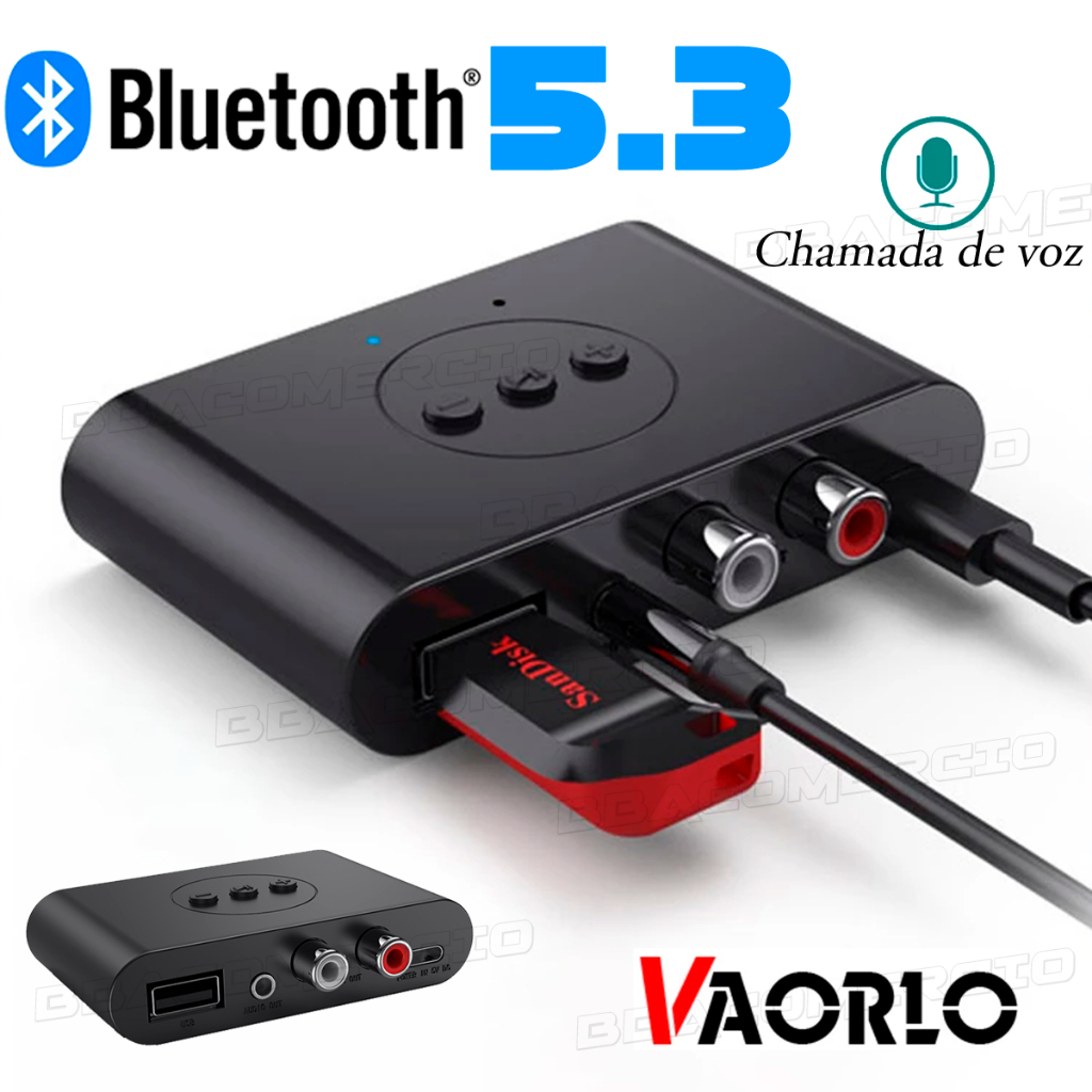 Receptor De Áudio Usb Tipo-C Bluetooth 5.3 Nfc Com P2 E Rca Para Carro ...