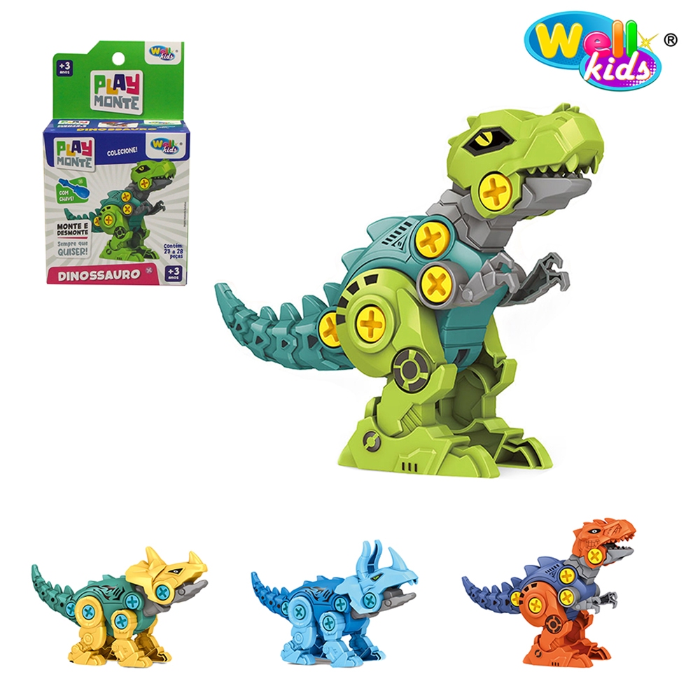 DINOSSAURO MONTA E DESMONTA DIDATICO COM ACESSORIO PLAY MONTE | Shopee ...
