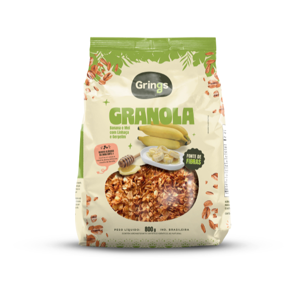 Grings Granola Banana e Mel Com Linhaça e Gergelim| Granola Sem Lactose ...