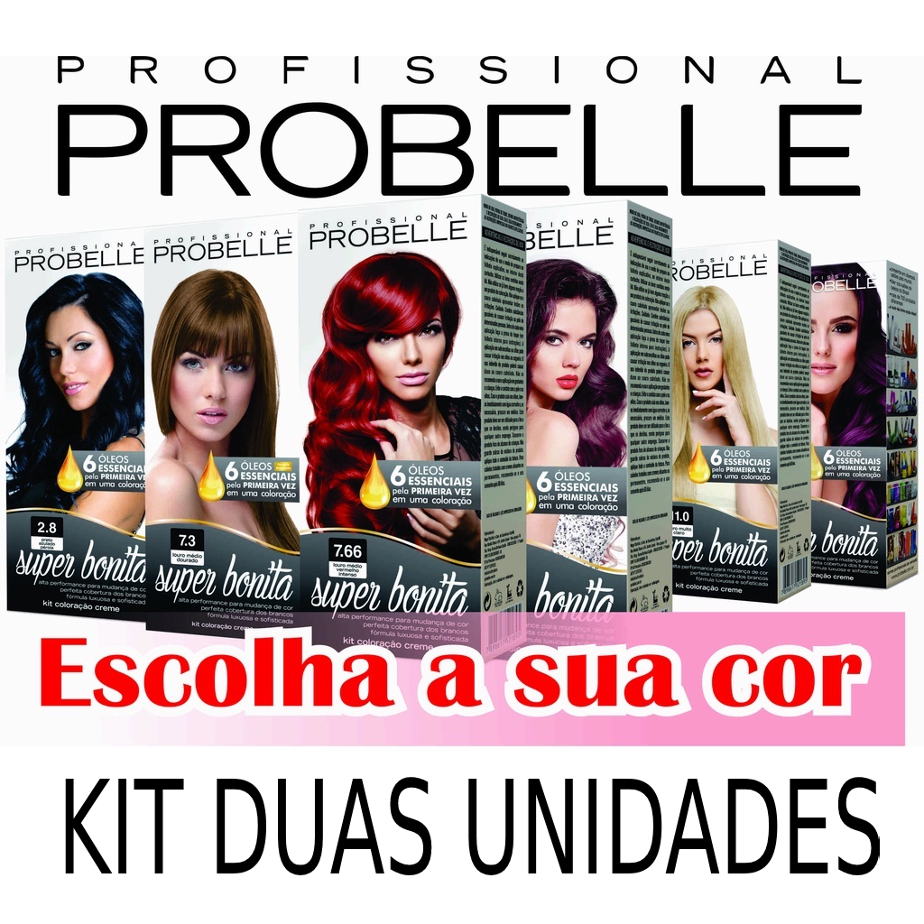 KIT 2UN Coloração Tintura Creme Todas Cores Probelle Profissional ...