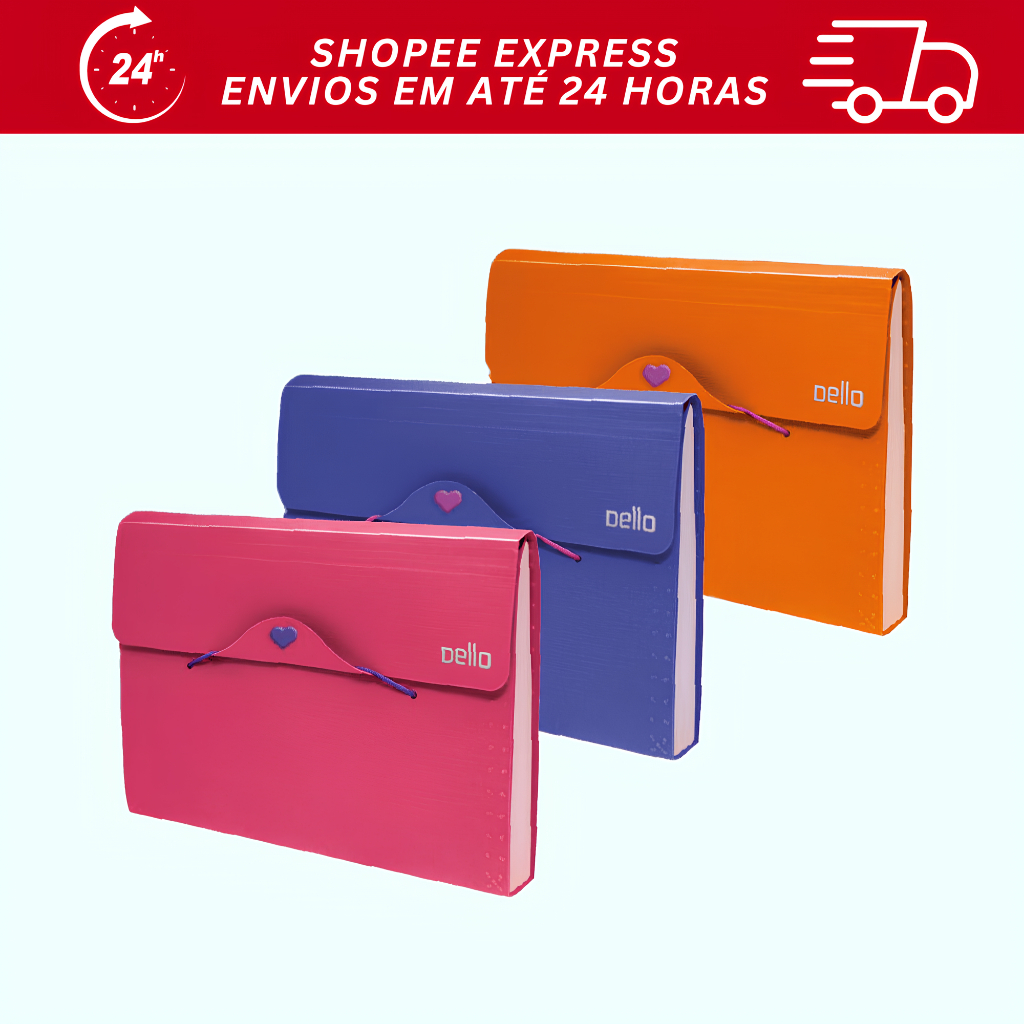 MINI Pasta Sanfonada A5 Fullcolor C/ 12 Divisórias Dello - PEQUENA ...