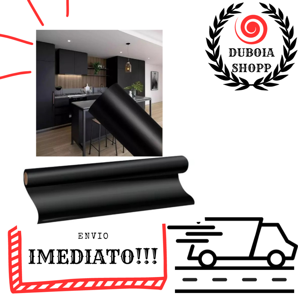 PAPEL CONTACT Adesivo (PAPEL CONTACT) PRETO FOSCO 5 METROS X 45 CM ...