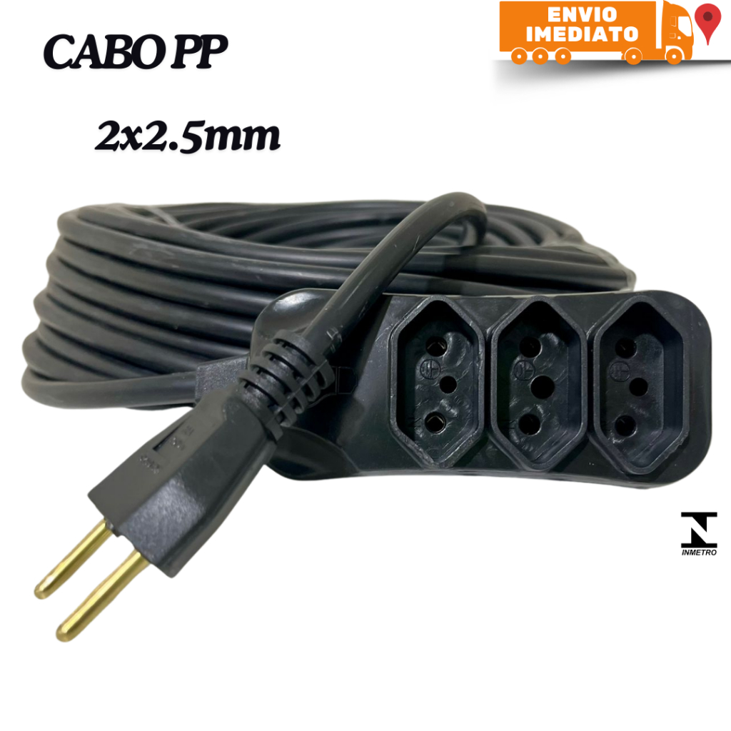 Extensão 5/10/15/20/25 Metros 20A Cabo PP 2x2.5mm 20>10A Resistente | Shopee Brasil