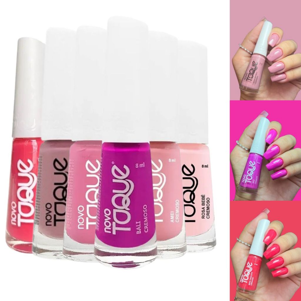 Esmalte Novo Toque 6 cores - Tons de Rosa | Shopee Brasil