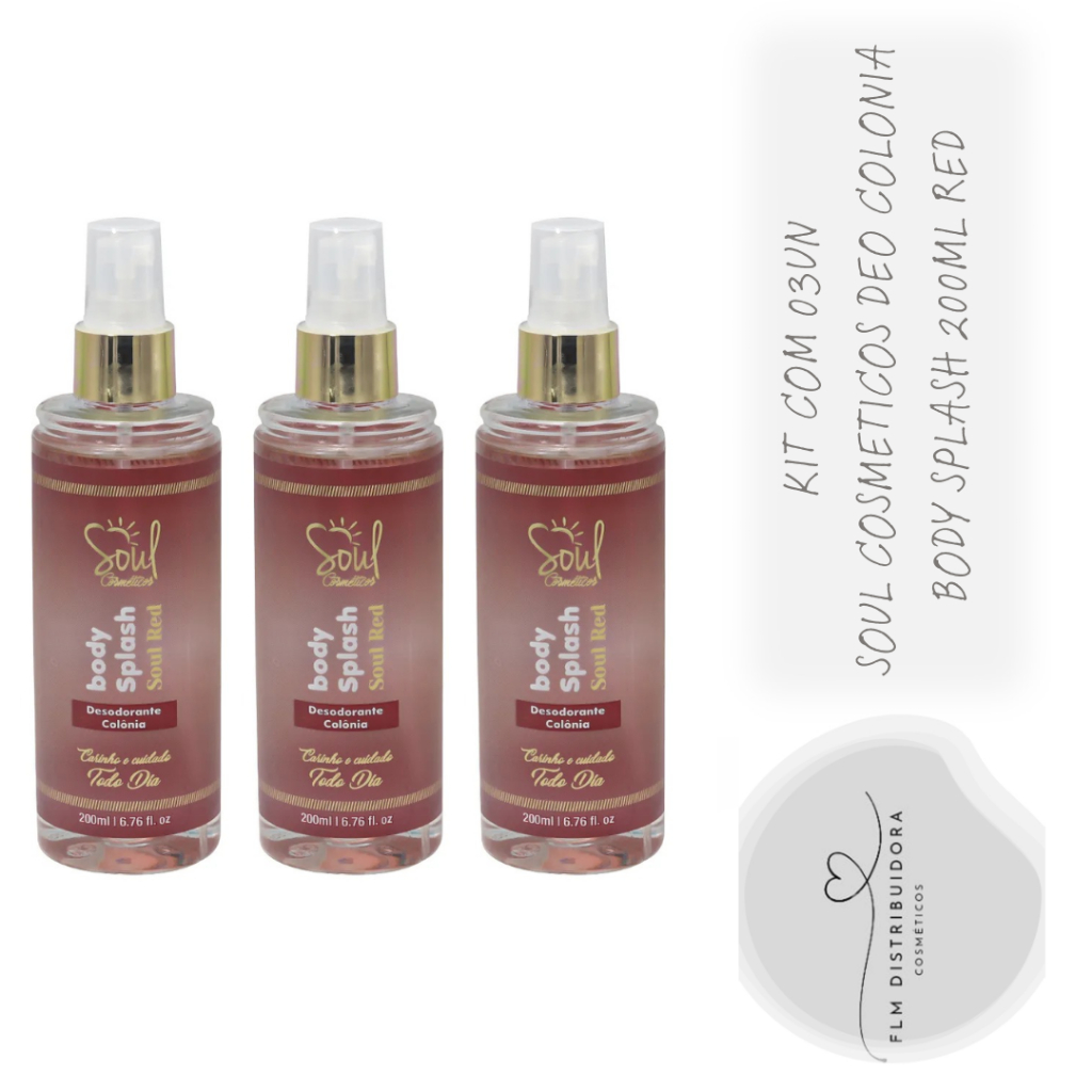 Kit com 03un Body Splash Red Desodorante Colônia 200ml - Soul Cosmeticos | Shopee Brasil
