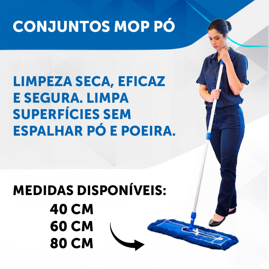 Conjunto Mop Pó Bralimpia Original completo com cabo retratil Escolha o ...