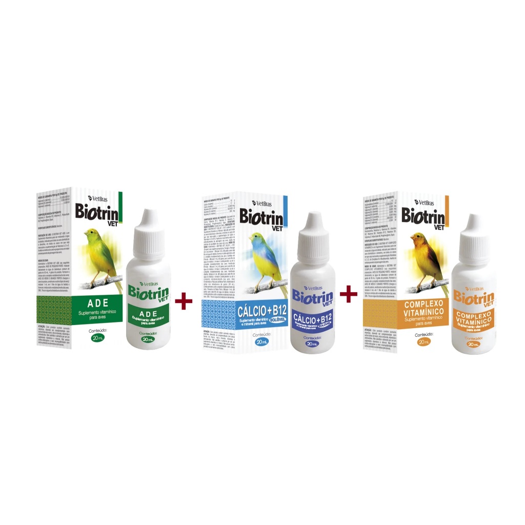 Suplementos Vitaminicos Para Passaros Biotrin Calcio B12+ Biotrin Ade ...