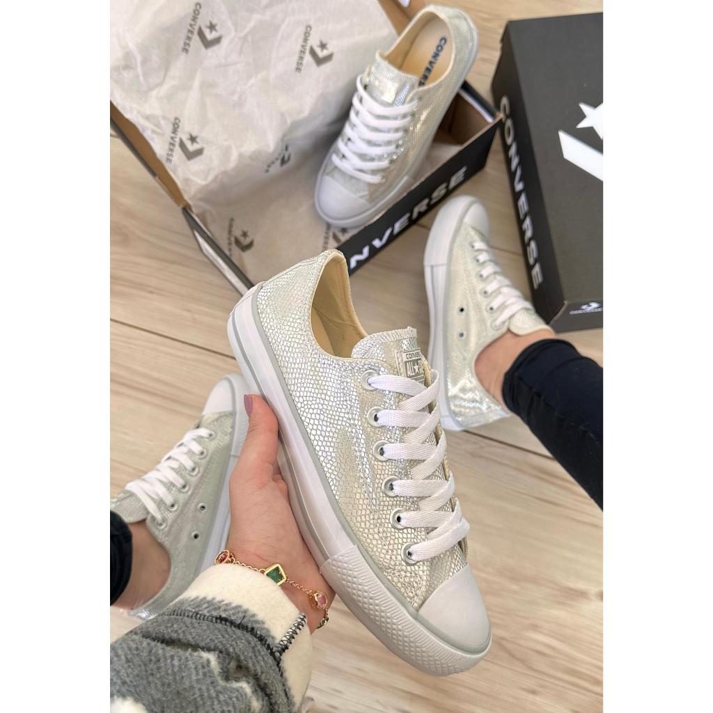 Tênis All Star Shine Prata Brilho Feminino | Shopee Brasil