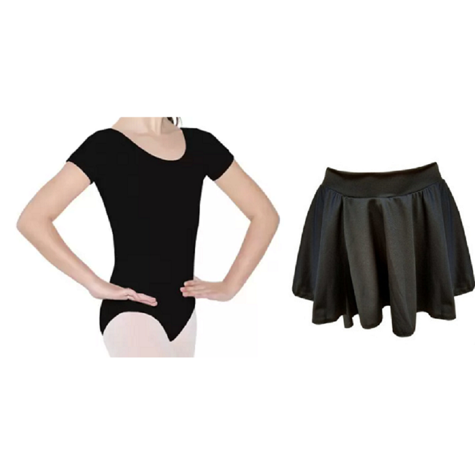 Kit Collant MC e Saia Ballet Preto - Body de Balé | Shopee Brasil