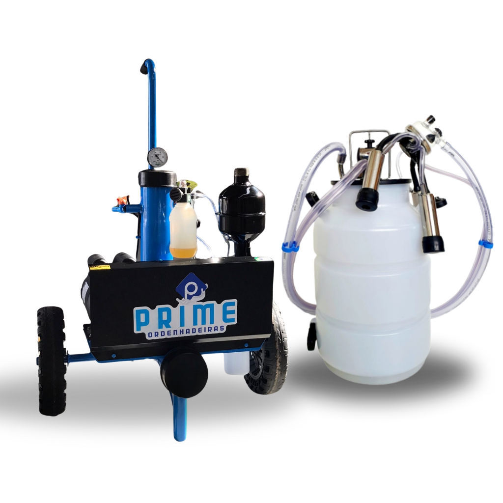Ordenhadeira Móvel Completa Bomda de vácuo 300 litros e Motor de 1cv Com 1 Conjunto De Ordenha ...