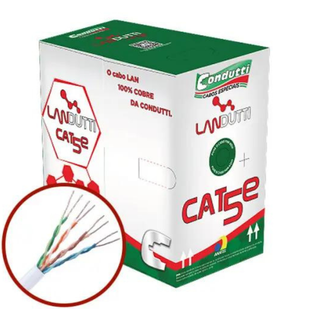 Cabo Rede Cat5e Branco Cftv 305m Landutti Condutti | Shopee Brasil
