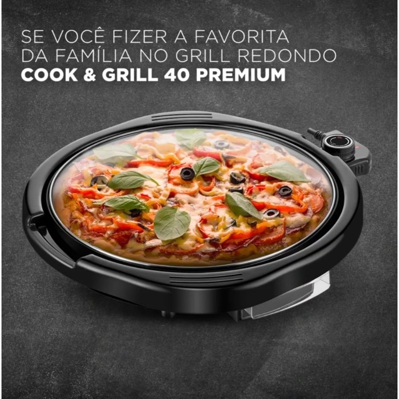 Panela Churrasqueira Elétrica Mondial Cook&Grill Redonda Preta 110/127v ...
